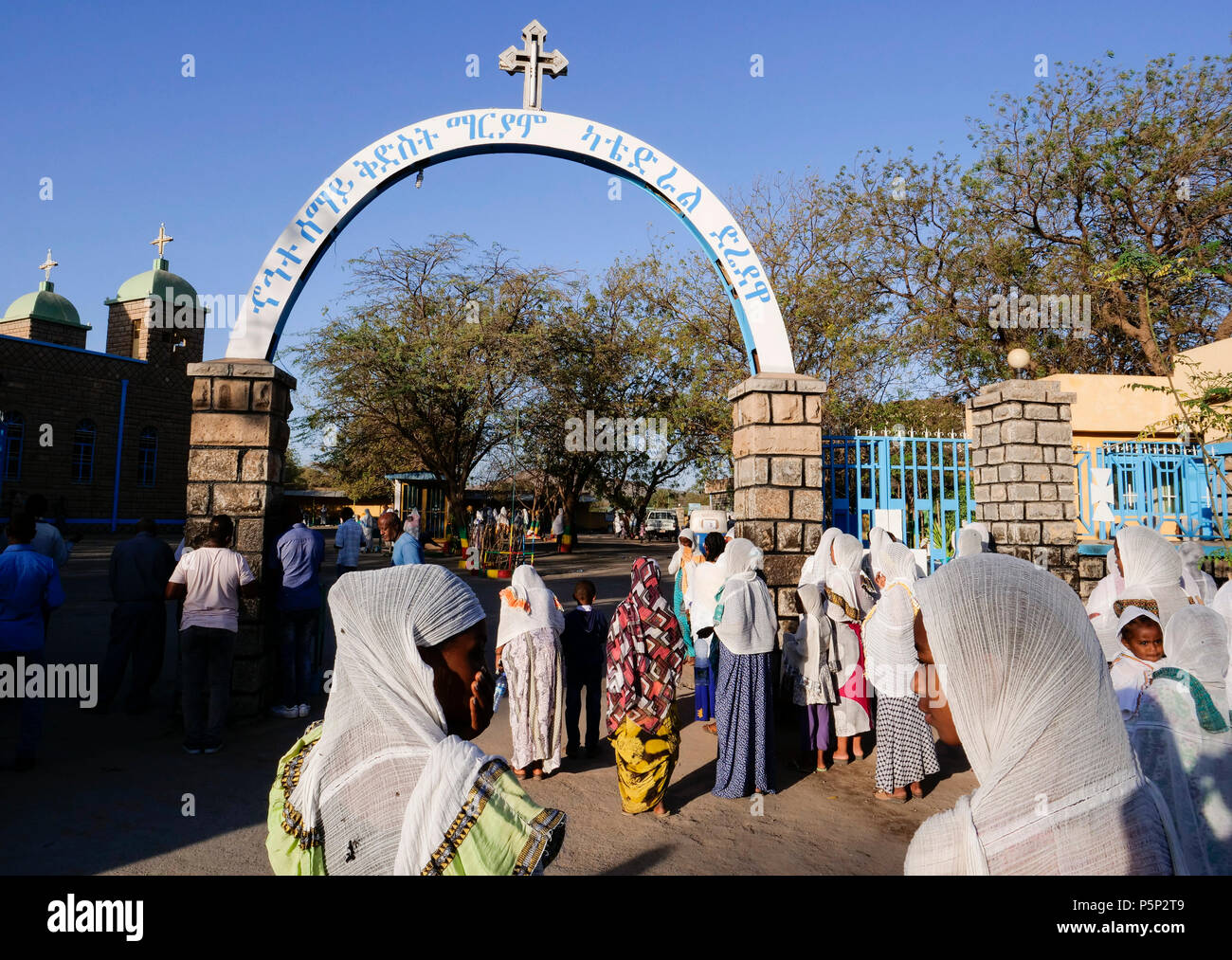 ETHIOPIA , Dire Dawa, St. Marry`s ethiopian orthodox church, morning prayer / AETHIOPIEN, Dire ...